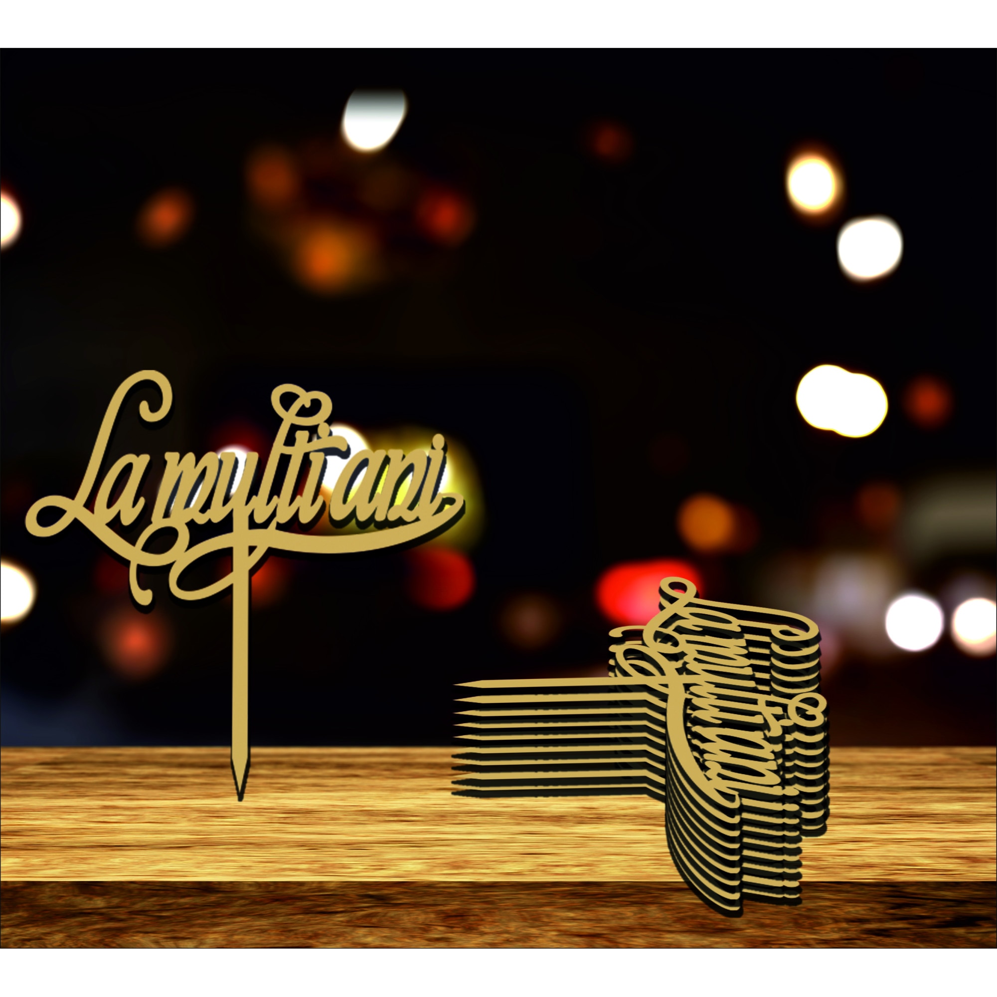 Mini Topper Tort, CRC Studio, La multi ani model 2, 10 cm, set 50 buc - eMAG.ro