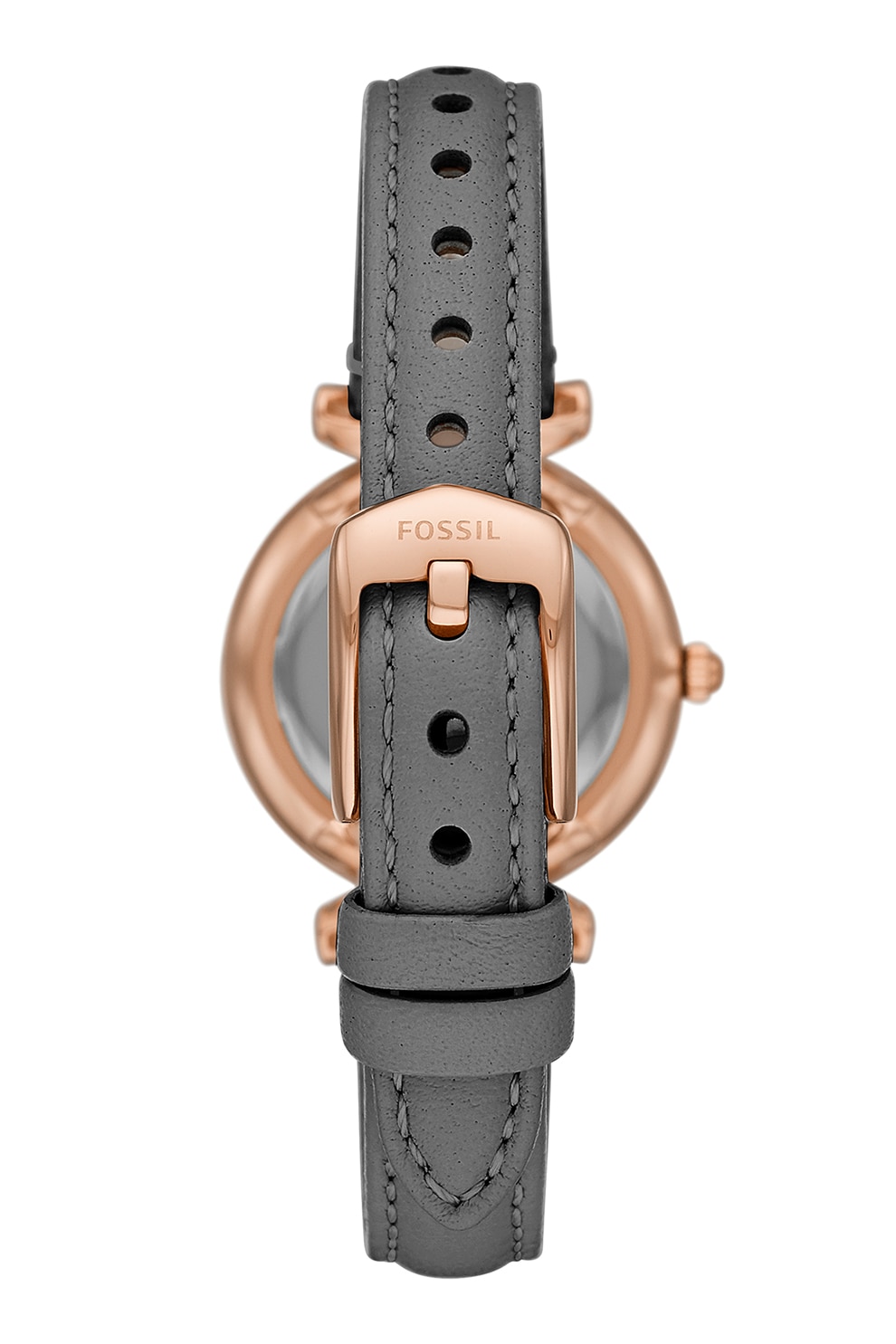 Fossil, Ceas quartz cu o curea de piele, Gri inchis/Auriu rose - eMAG.ro