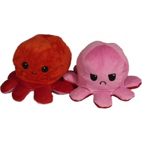 Caracatita reversibila din plus cu fata fericita si fata trista, rosu ...