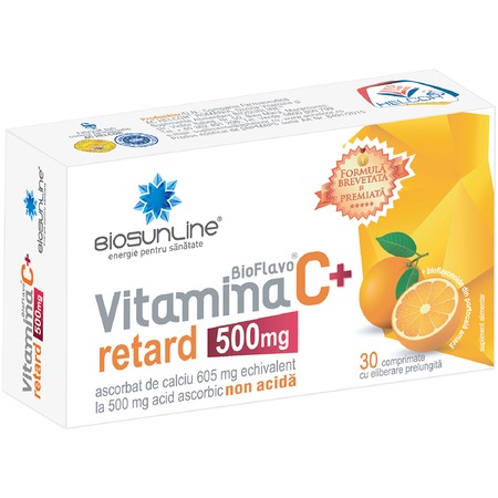 Supliment alimentar Vitamina C BioFlavo+ non acida, BioSunLine, 30 comprimate - eMAG.ro