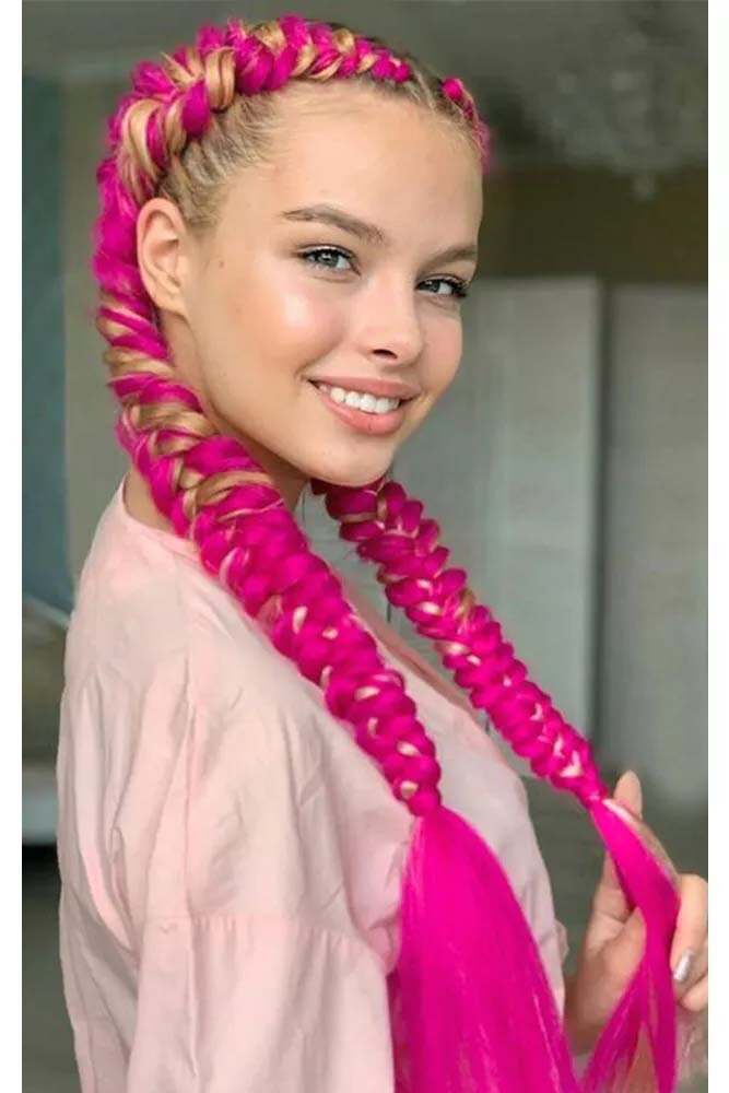 Extensii sintetice colorate de par pentru impletituri ombre Visiniu 105 ...