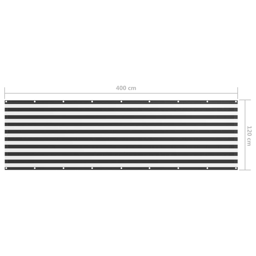 Paravan de balcon vidaXL, antracit si alb, 120x400 cm, tesatura oxford ...