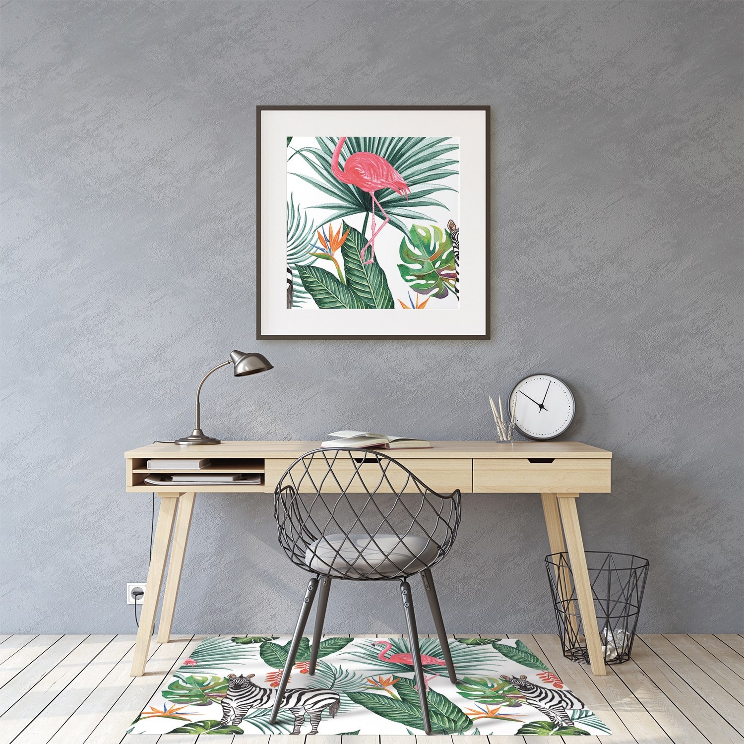 OEM kmat-3008 irodai szék szőnyeg, 100x70cm, flamingó és zebra minta ...