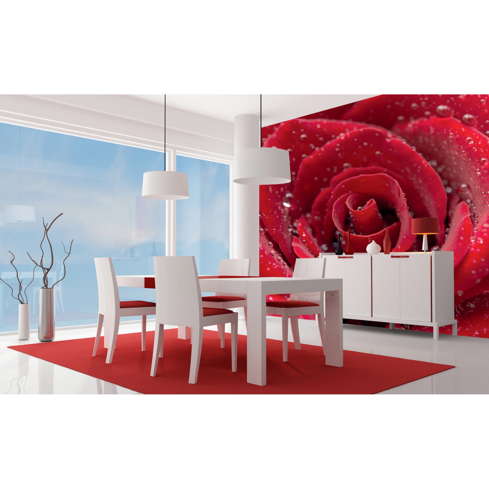 Tapet DIMEX, Model Trandafir, 225 x 250 cm, Netesut, Rosu - eMAG.ro