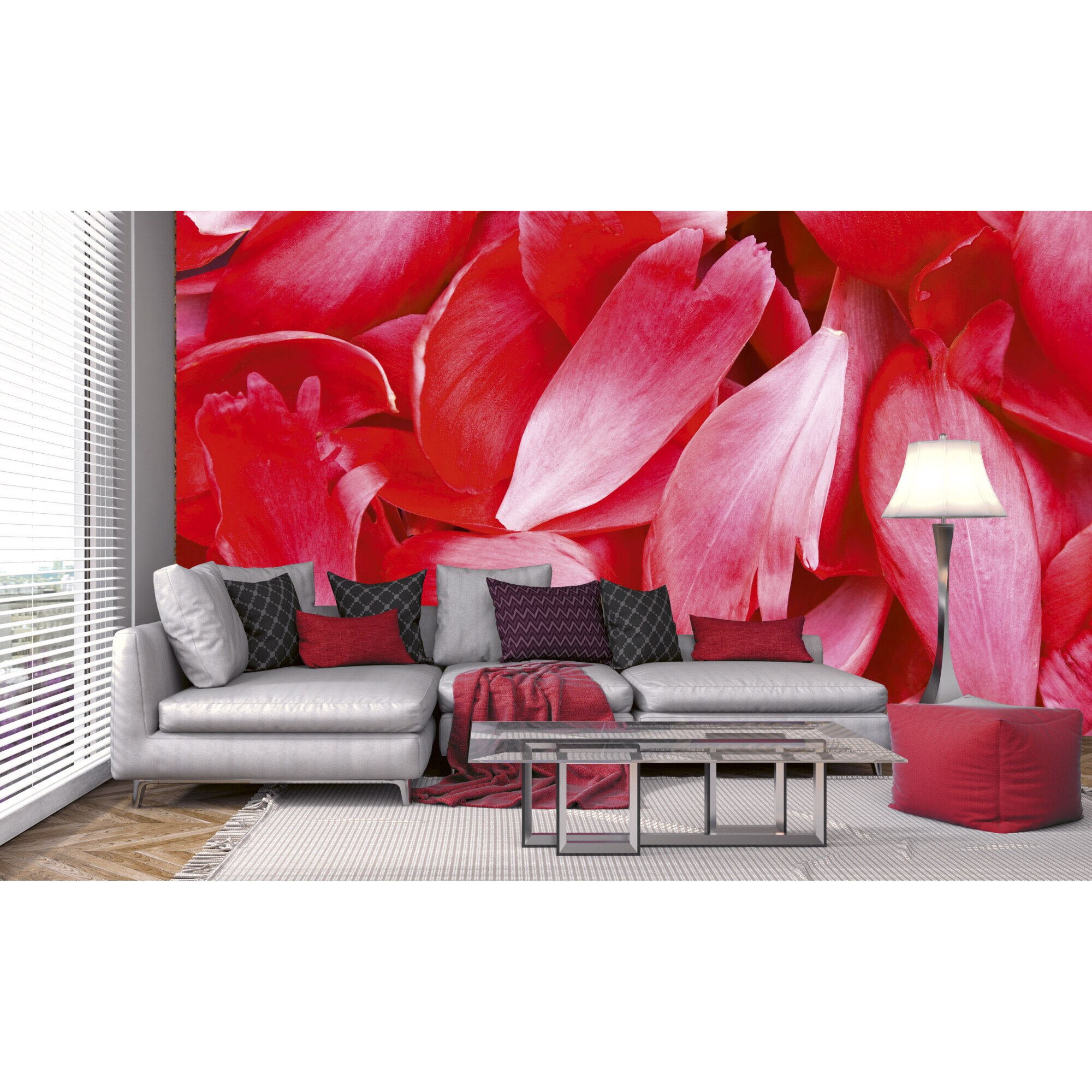 Tapet DIMEX, Model Petale rosii, 375 x 250 cm, Netesut, Rosu - eMAG.ro
