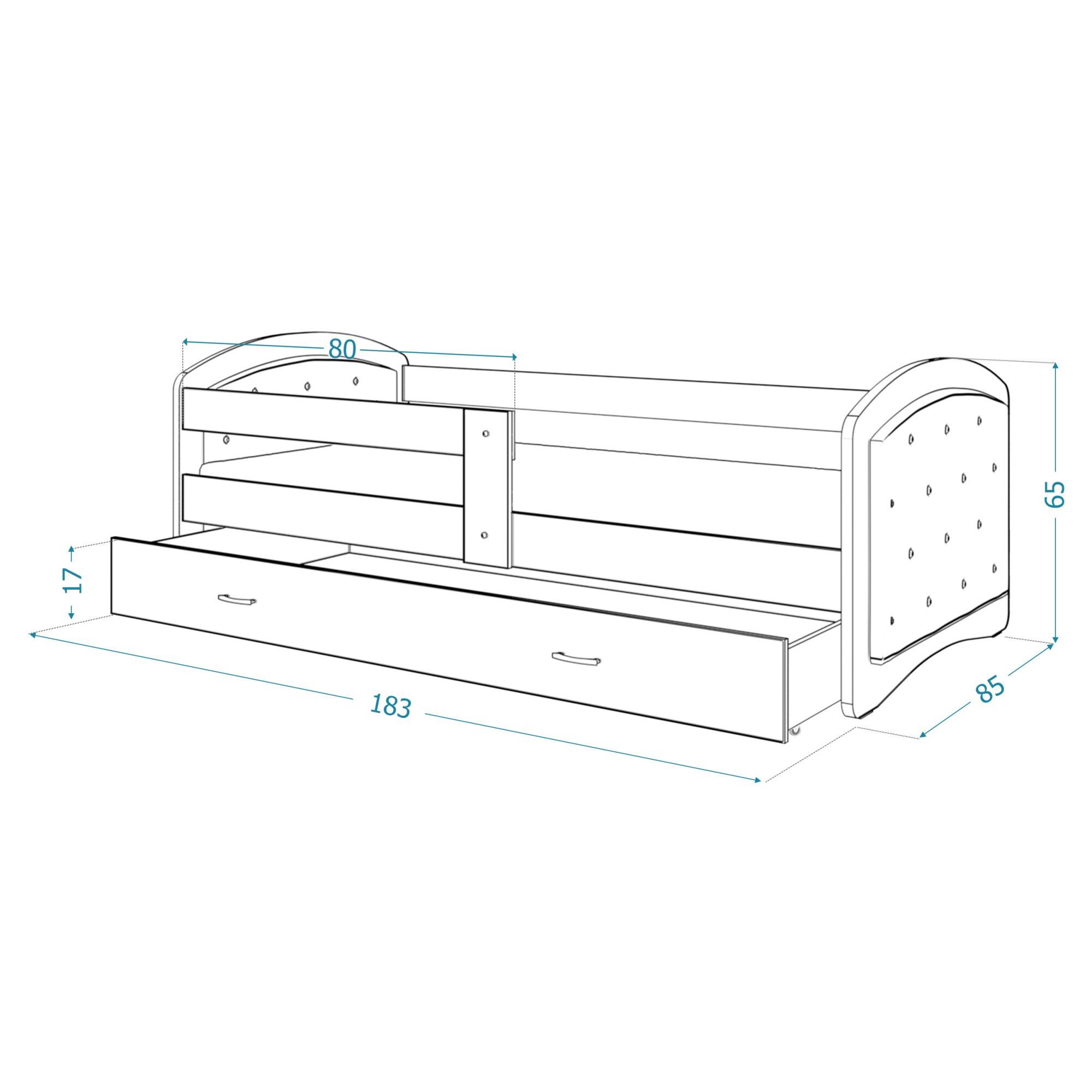 Pat tapitat pentru copii Eurotel, MEGI, 180x80 cm, Roz - eMAG.ro