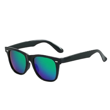 Ochelari de soare unisex Wayfarer Lucian Negru cu Verde reflex - eMAG.ro