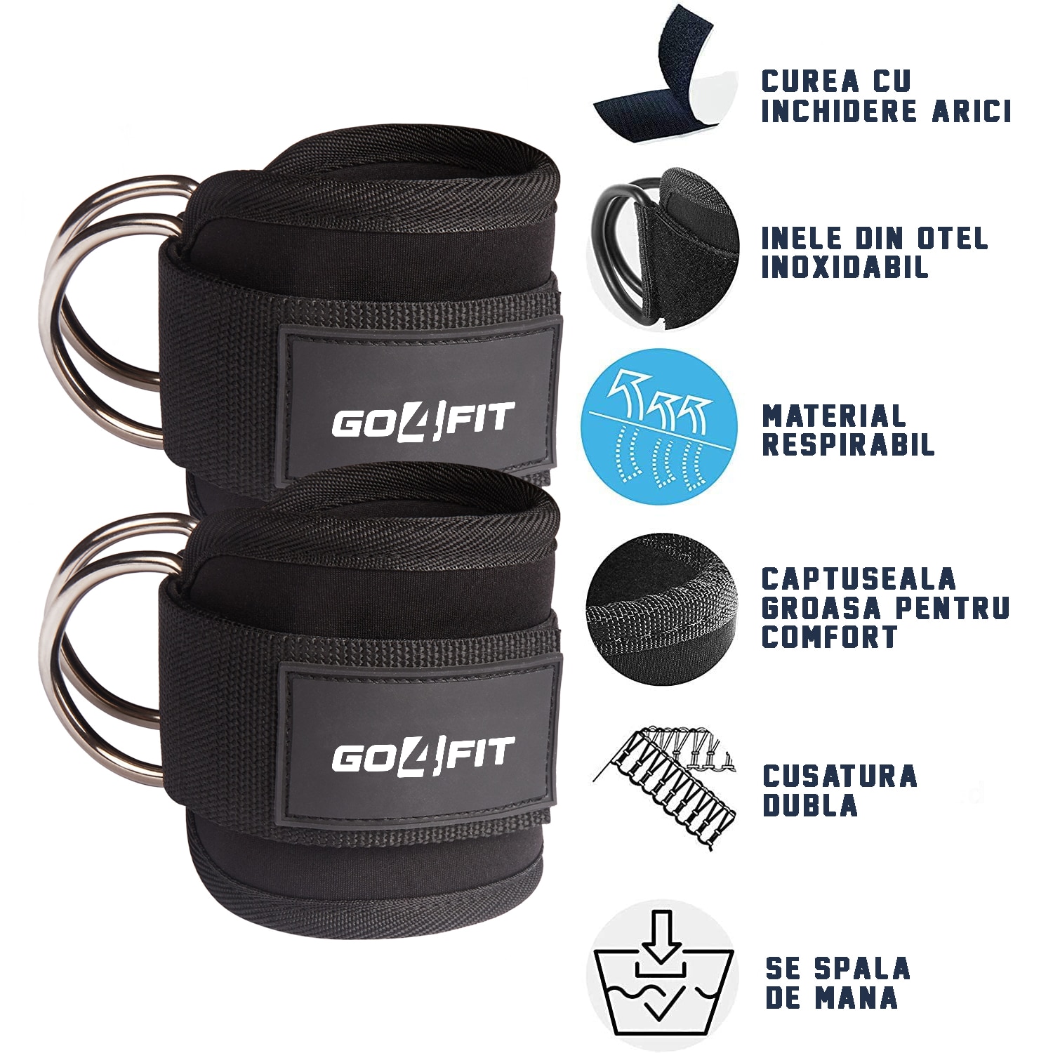 Set 2 chingi glezne, GO4FIT, curele/banda glezne - eMAG.ro