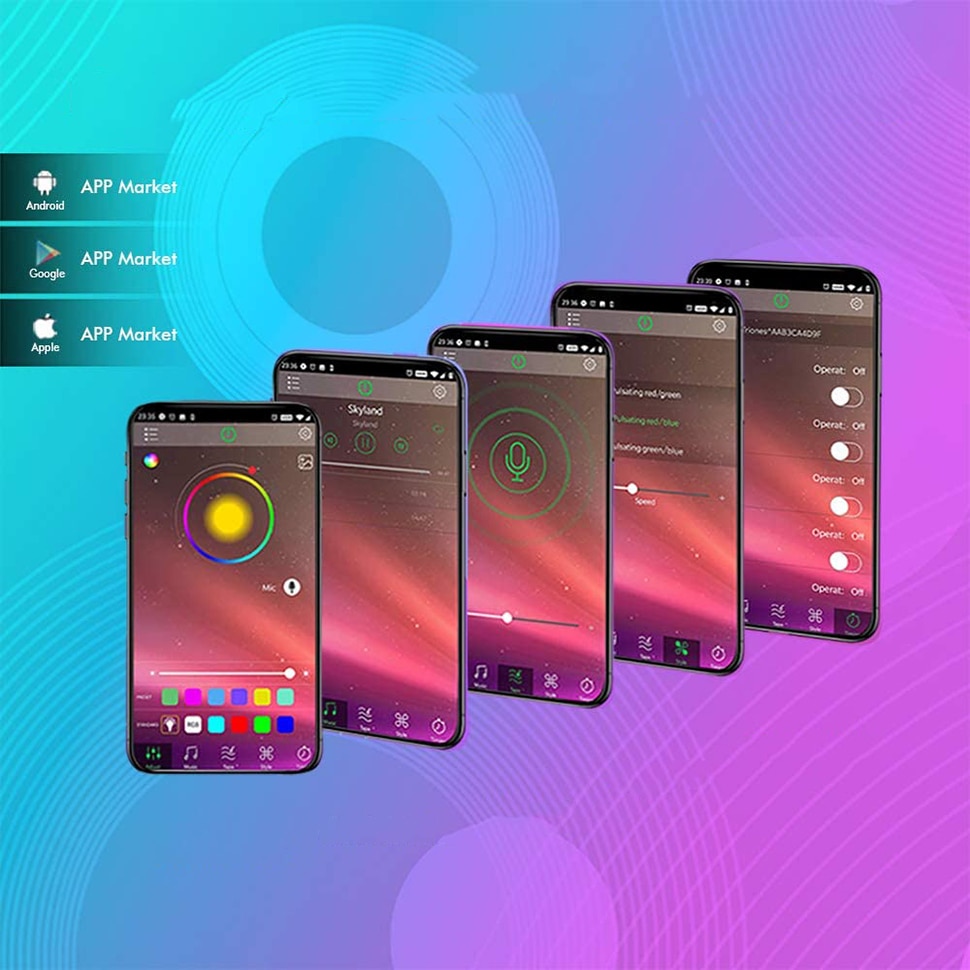 Комплект LED лента YWX®, Управление с Bluetooth APP, С IR дистанционно ...