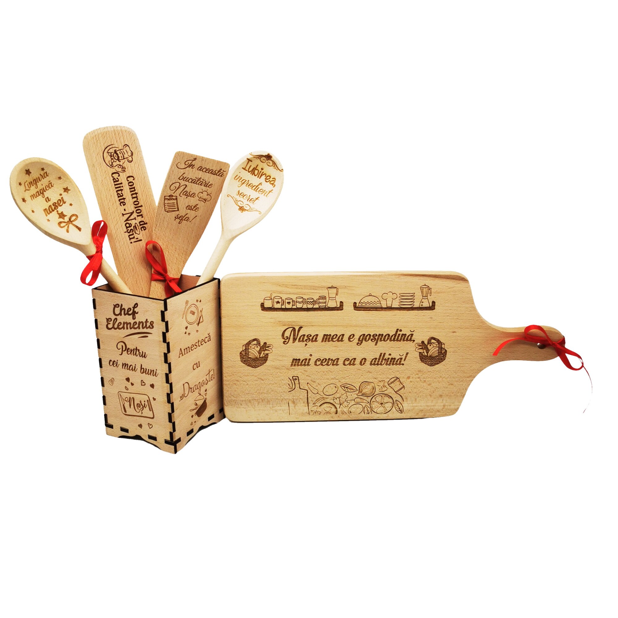 Set de bucatarie personalizat "Nasul - Controlor de calitate", 6 piese ...