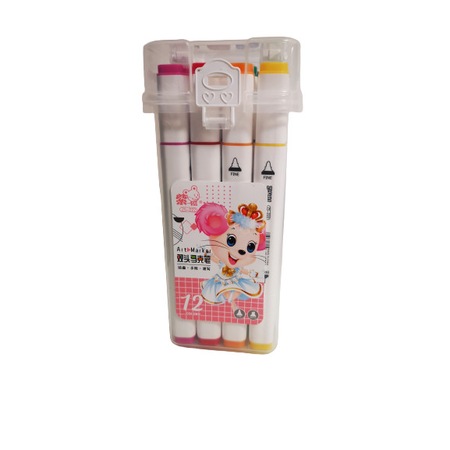 Set markere pentru colorat cu 2 capete Art Marker 12 culori - eMAG.ro