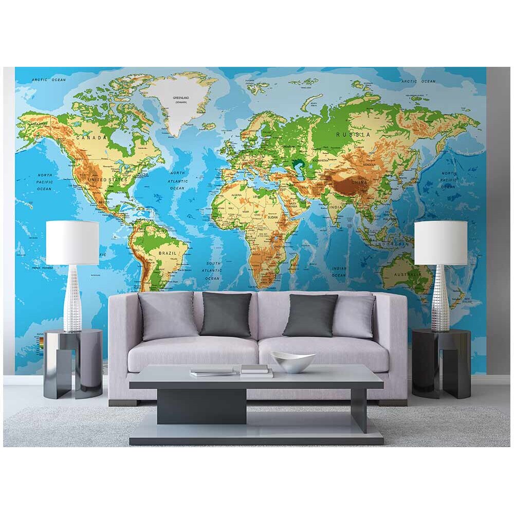 Tapet DIMEX, Model Harta lumii, 375 x 250 cm, Netesut, Multicolor - eMAG.ro