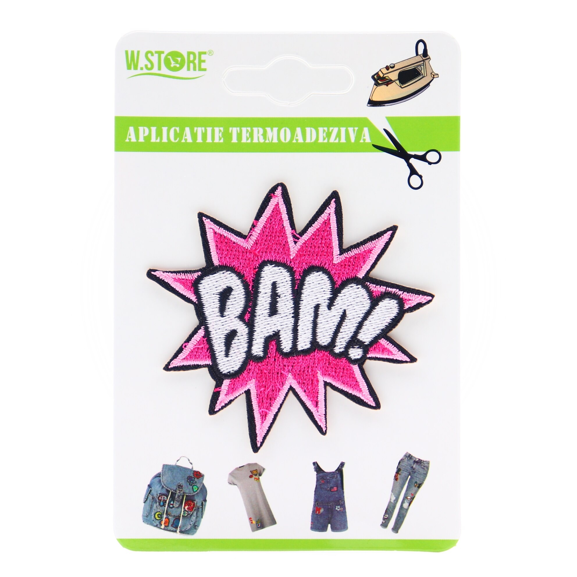 Апликация, Текстилна, Бродирана, BAM!, 6,5 х 6 см - eMAG.bg