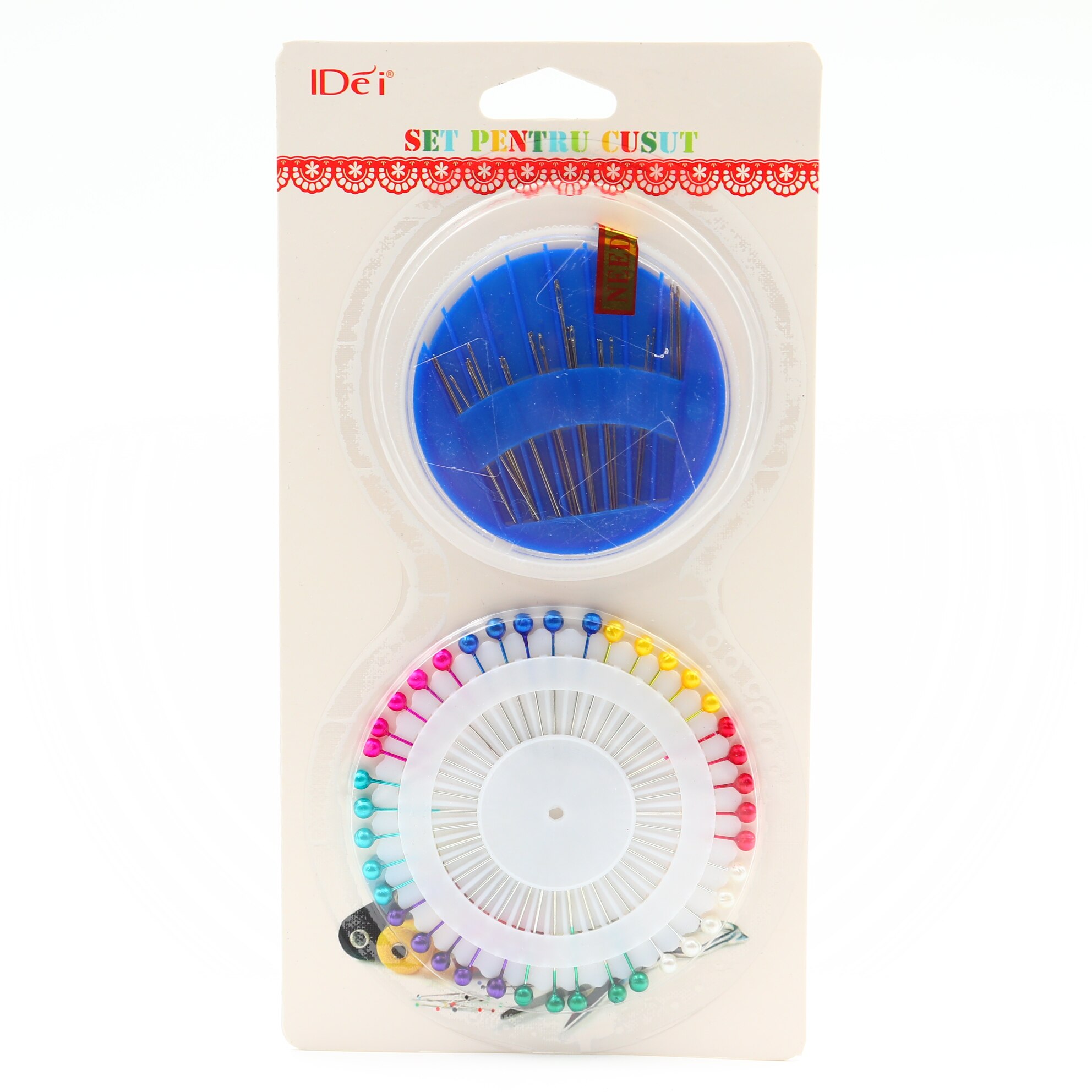 Комплект от 2 бр игли за шиене и игли за плетене Син Emag Bg