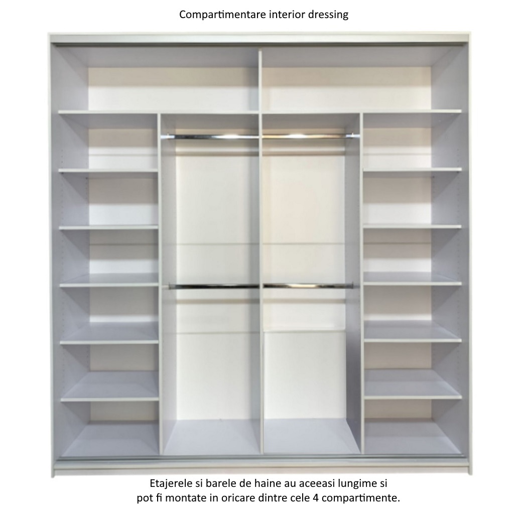 Dressing cu usi glisante 4f, Alb, H 240 x L 230 x A 60 cm, PAL 18 mm ...