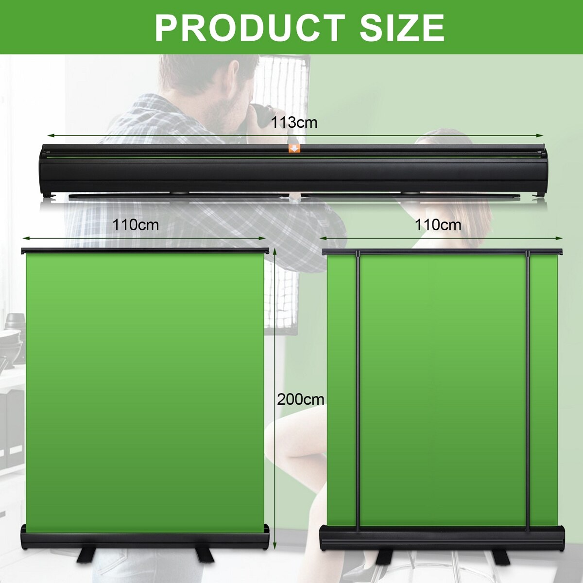 Fundal verde, Abeststudio, pentru Streaming, 110 x 200 cm - eMAG.ro