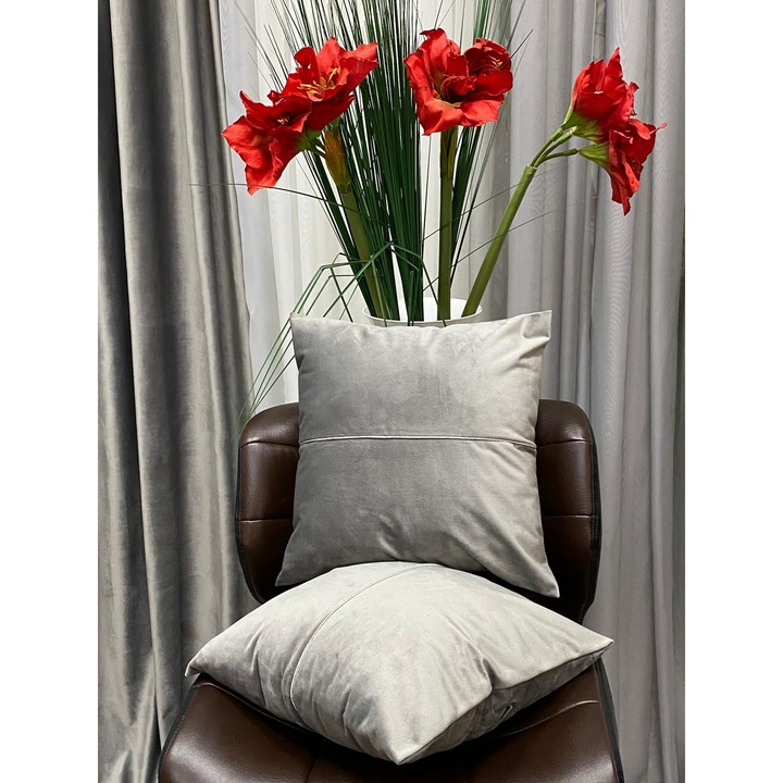 Set doua huse pernute decorative, cu fermoar, detasabile, din catifea ...