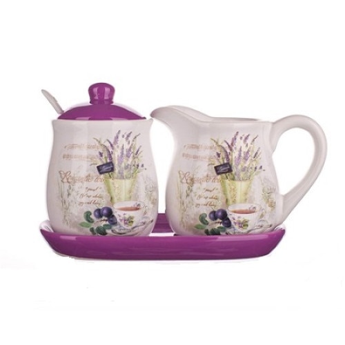 Set Latiera si Zaharnita Portelan 3 piese Banquet Lavanda - eMAG.ro