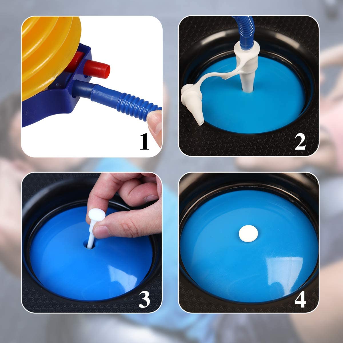 Minge echilibru bosu, GO4FIT, albastra, cu manere si pompa - eMAG.ro