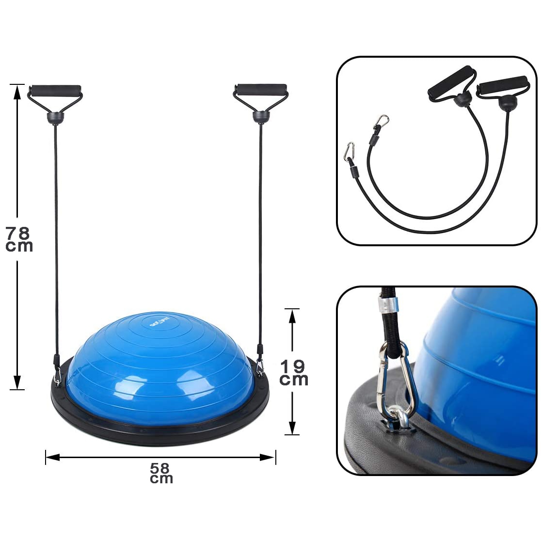 Minge echilibru bosu, GO4FIT, albastra, cu manere si pompa - eMAG.ro