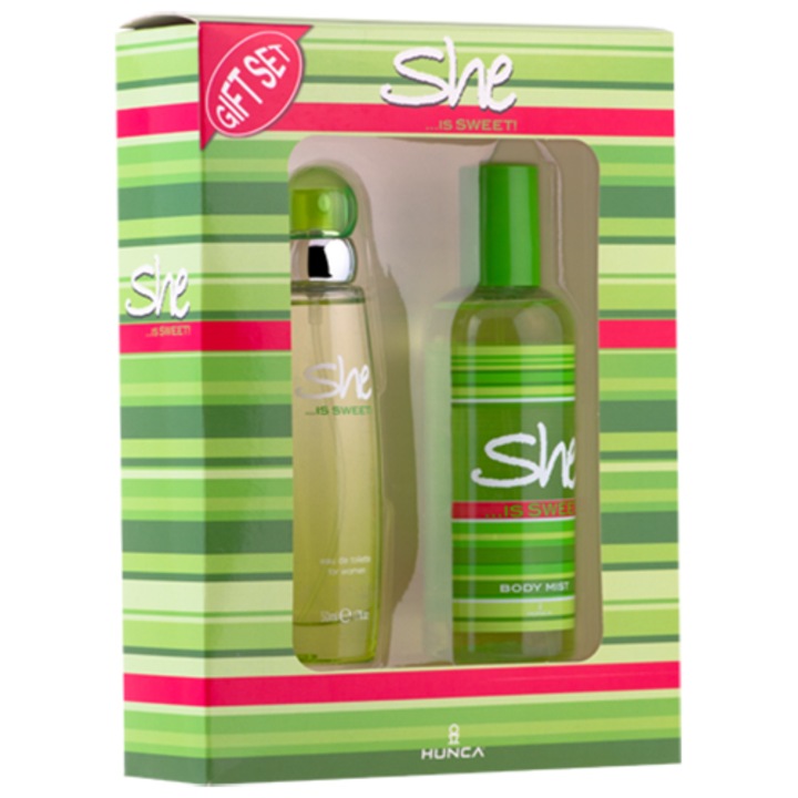 SHE Sweet női ajándékcsomag: parfum, Eau de Toilette, 50 ml + testspray ...