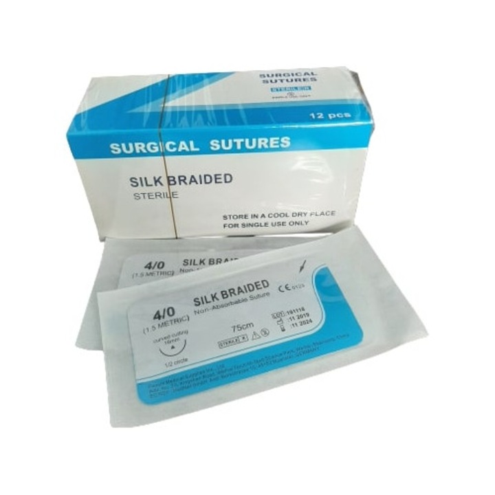 Fire de sutura, 12 buc, MATASE, USP 7/0, 75 cm, curbura 1/2, ac ...
