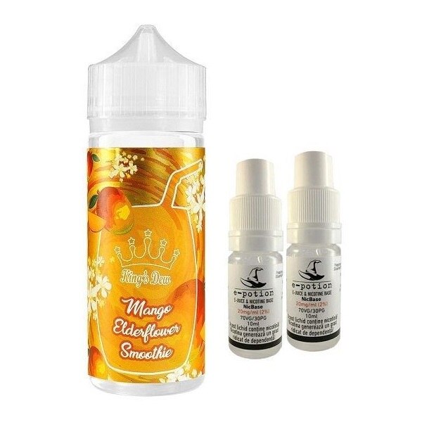 Pachet Lichid Tigara Electronica King's Dew - Mango Elderflower Smoothie ,3.33mg/ml ,120ml cu ...
