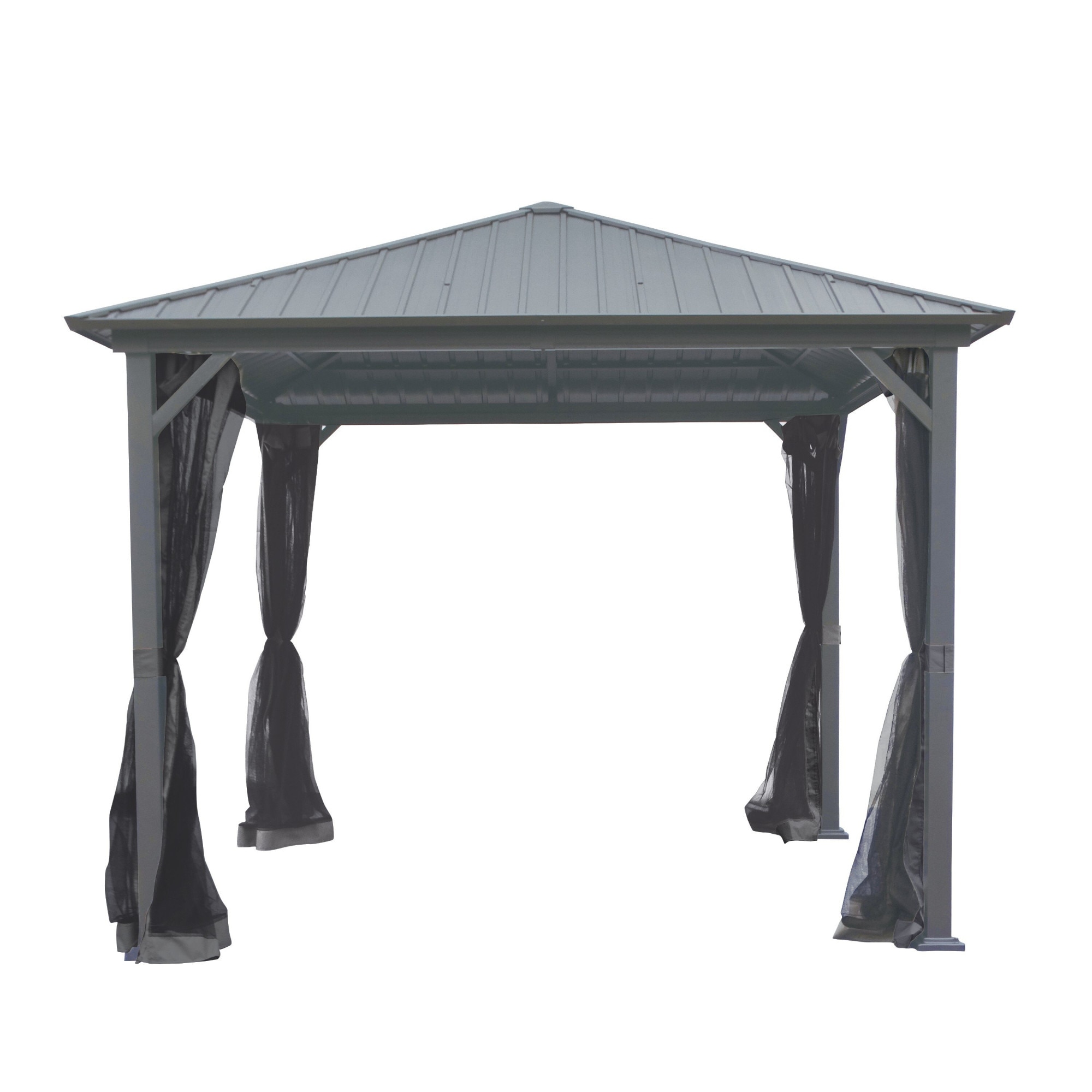 Pavilion pentru gradina, forma patrata, gri, cu cadru metalic, 3 x 3 x ...