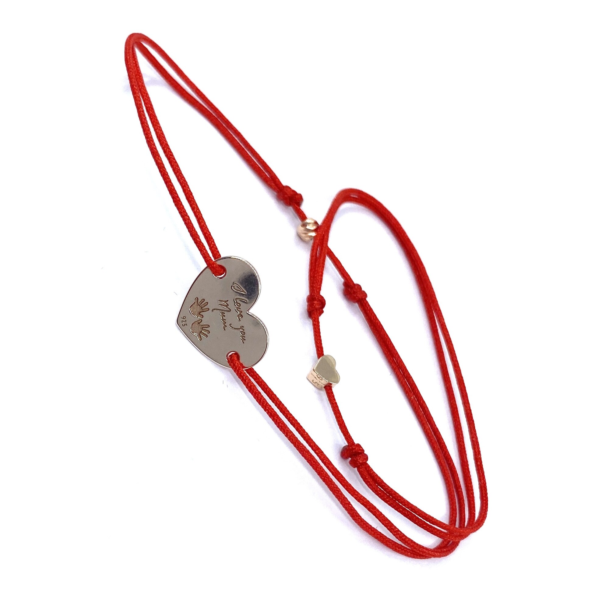 Set Dinuzete simbol inima, mama si bebe, argint 925, rosu/roz - eMAG.ro