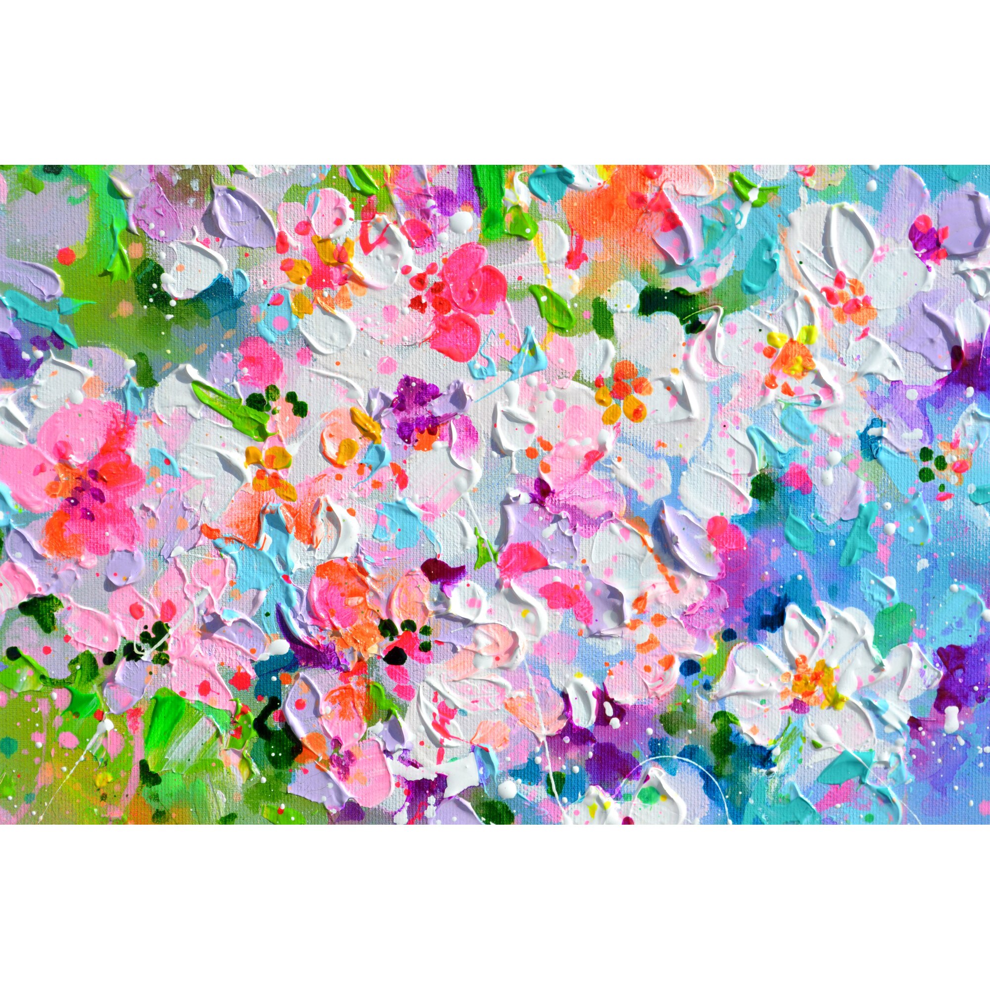 Tablou floral, flori de cires, pictura mare, pictat manual, cutit de ...