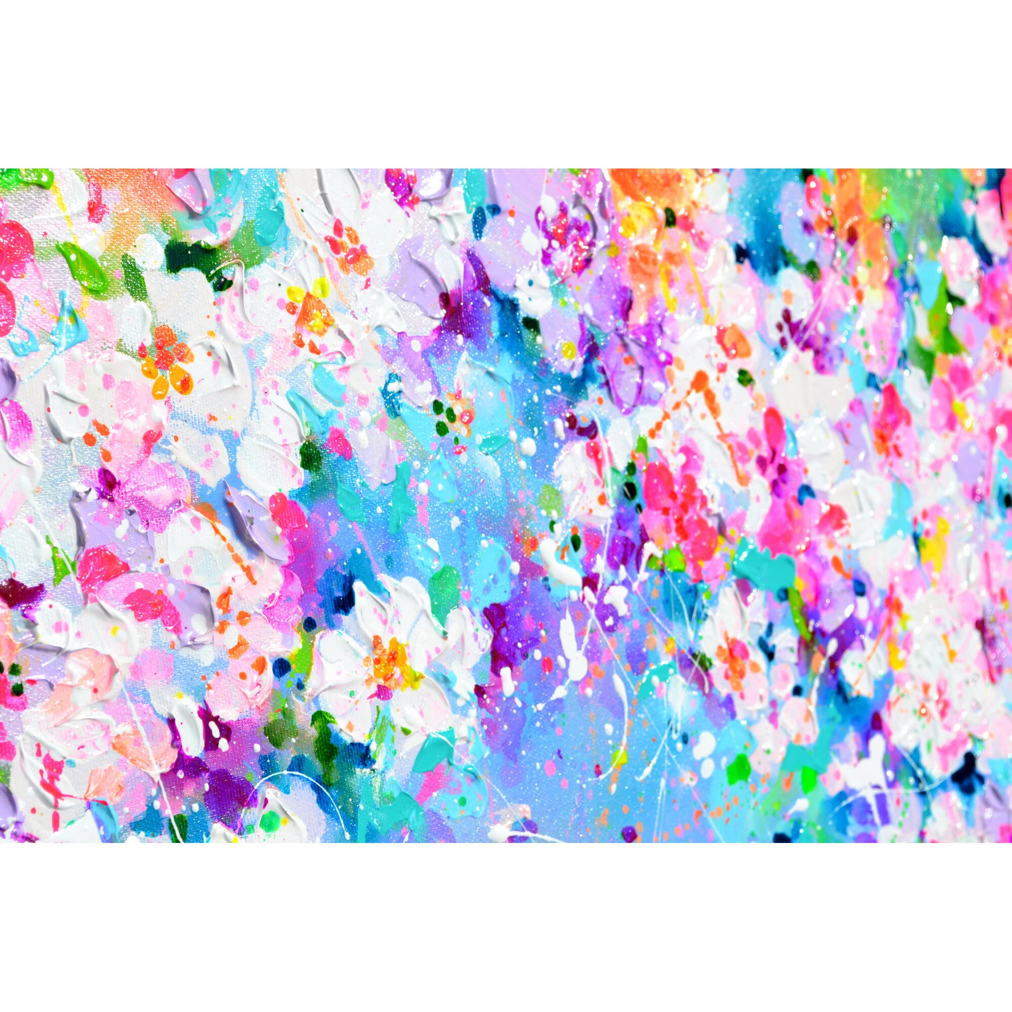 Tablou floral, flori de cires, pictura mare, pictat manual, cutit de ...