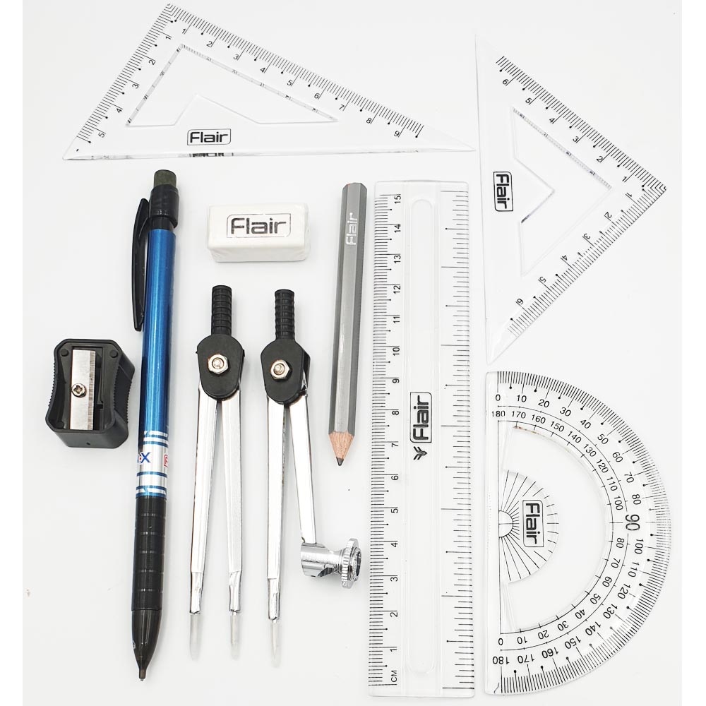 Trusa matematica geometrie 11accesori, Flair ProMat - eMAG.ro