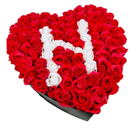 Aranjament floral inima cu initiala by Hayati,19 fire - eMAG.ro
