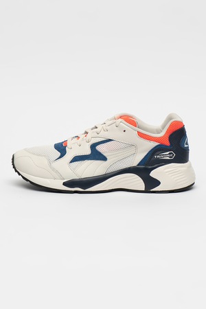 Puma, Спортни обувки Prevail Classic с кожа и мрежа, Бял / Яркооранжев ...