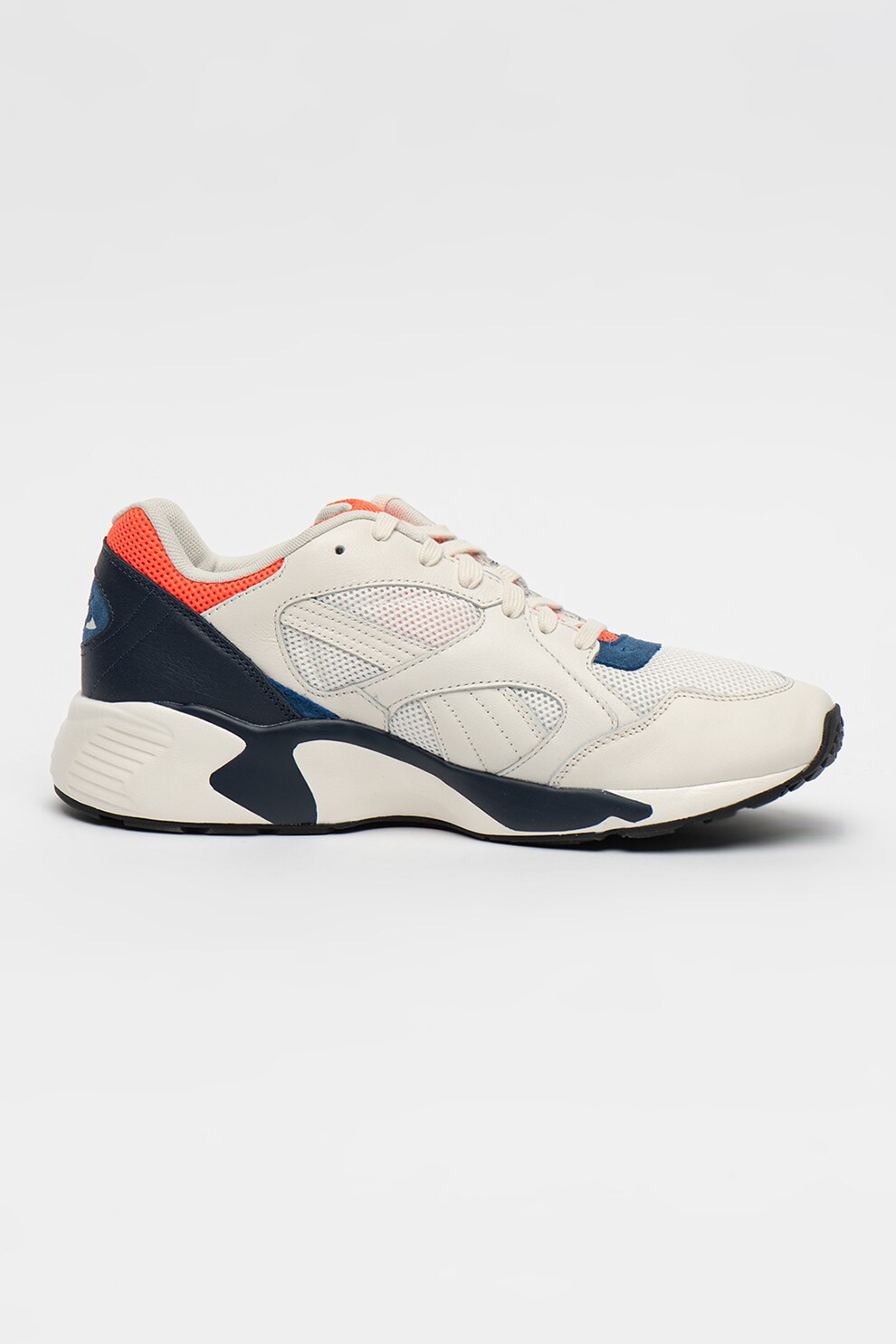 Puma, Спортни обувки Prevail Classic с кожа и мрежа, Бял / Яркооранжев ...