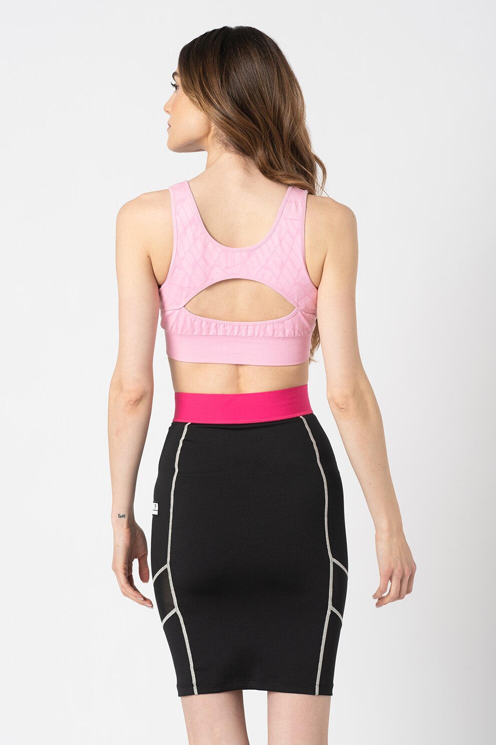 Puma, Bustiera fara cusaturi cu logo, pentru fitness, Roz, S - eMAG.ro