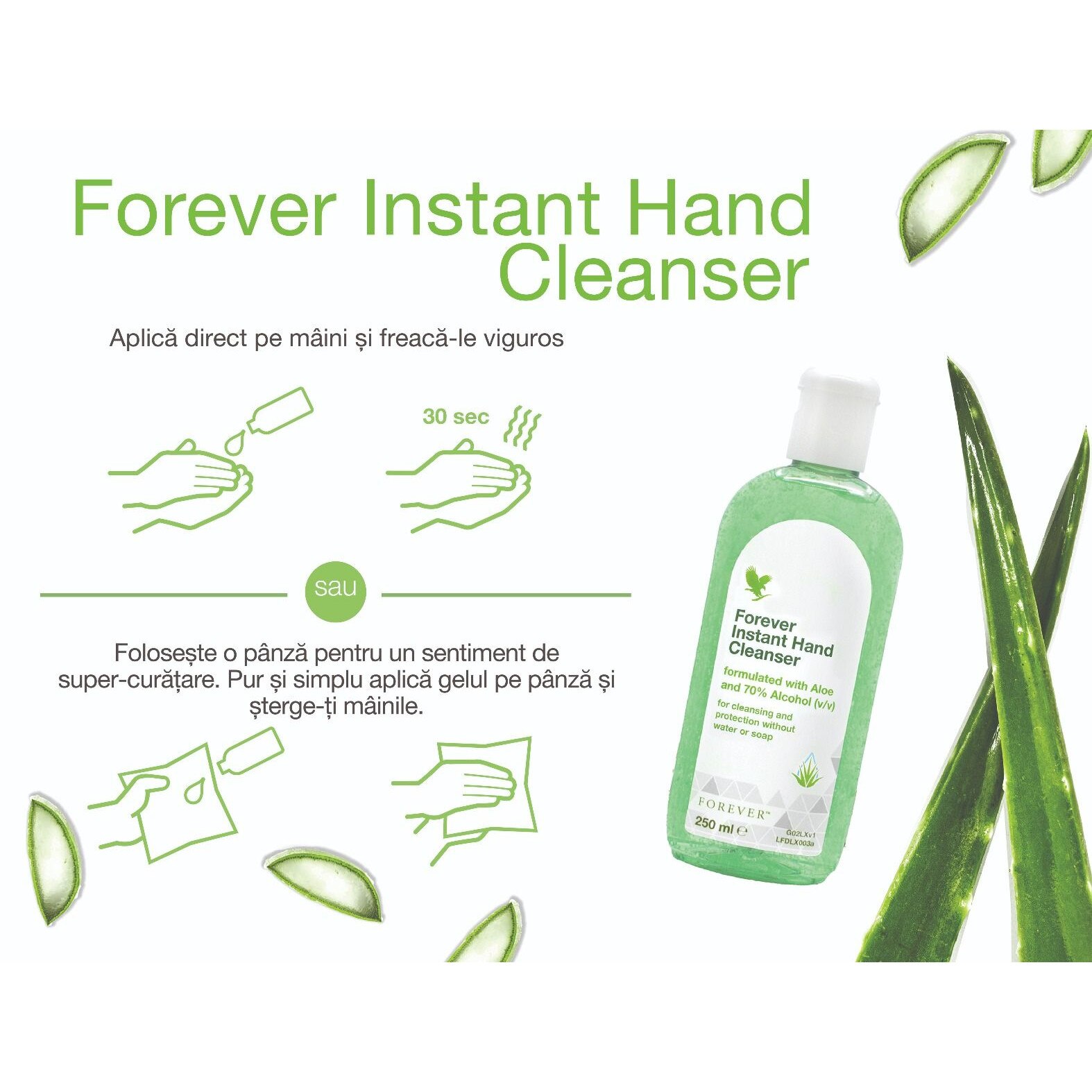 Gel dezinfectant pentru maini, Forever Instant Hand Cleanser, Forever ...