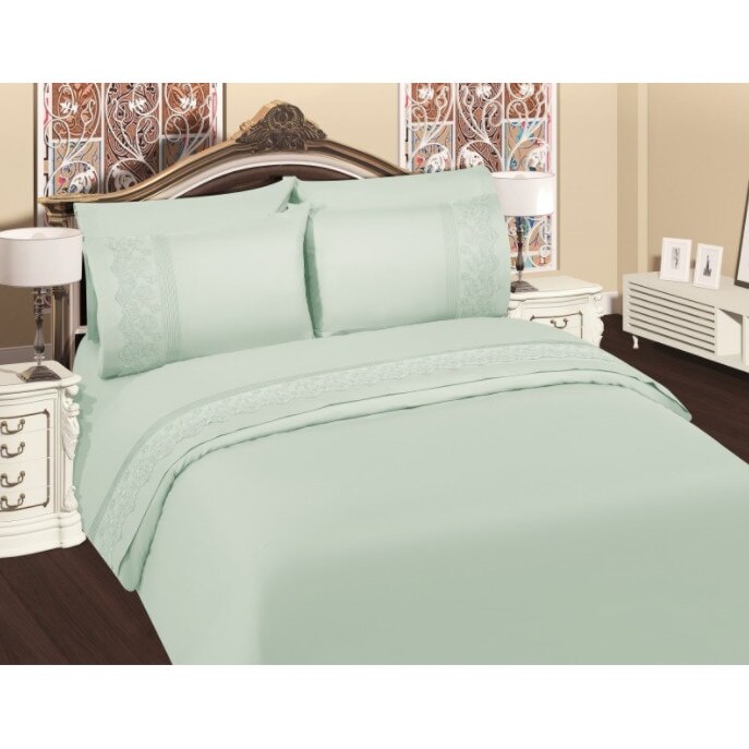 Lenjerie de pat 2 persoane, Sekerbibi, din bumbac, culoare vernil - eMAG.ro