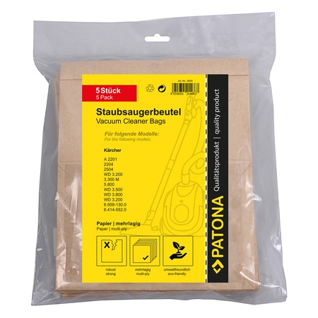 Set de 5 buc saci de hartie Patona pentru aspirator Karcher 6.959-130.0 ...