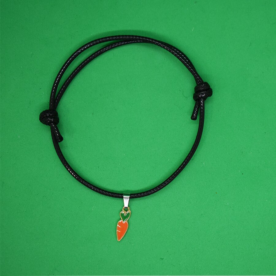 Set 2 bratari cuplu, iepuras si morcov, piele ecologica, negru/alb ...