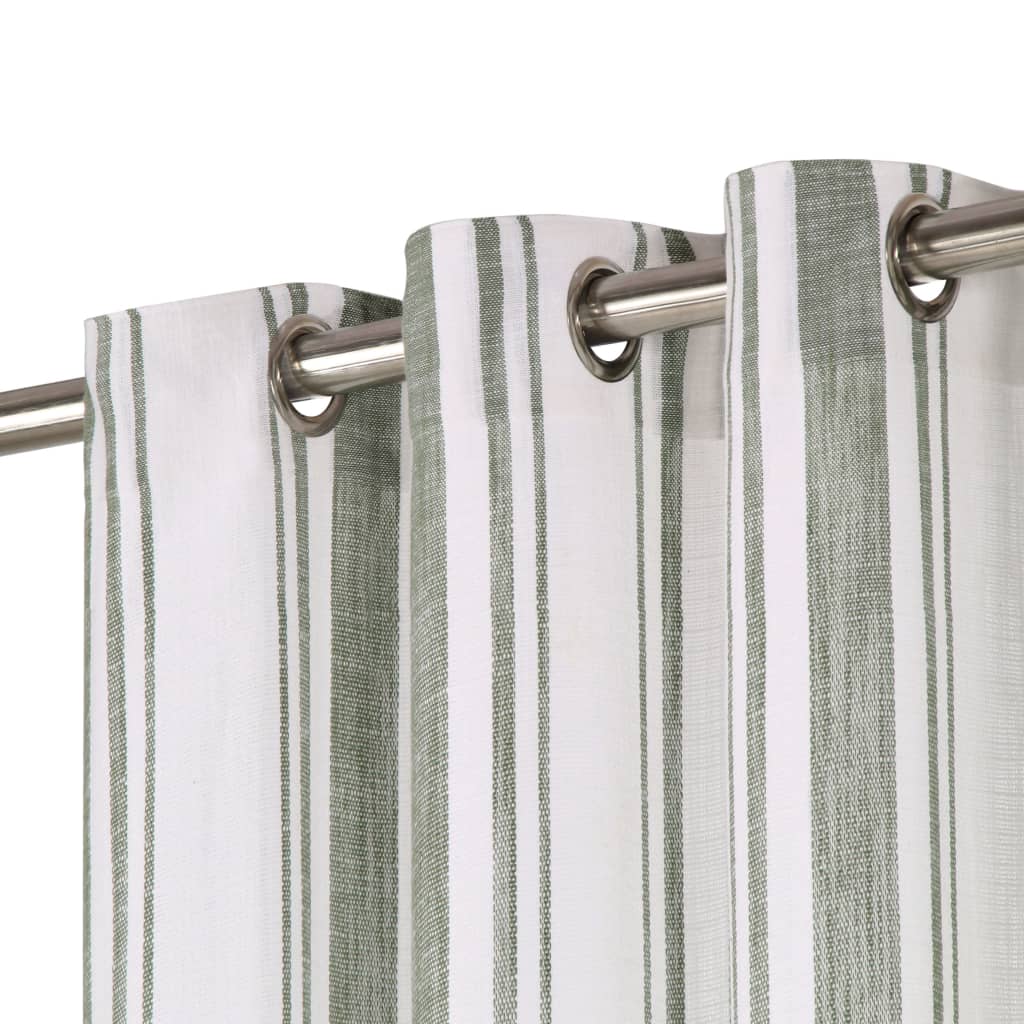 Perdele cu inele metalice, 2 buc., verde, 140 x 225 cm, bumbac - eMAG.ro