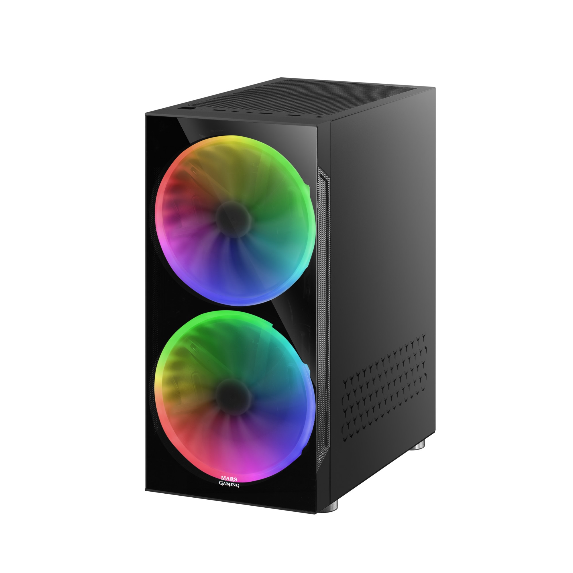 Mars Gaming MC9 RGB gépház, átlátszó oldal és előlap, 2x20 cm-es RGB ...