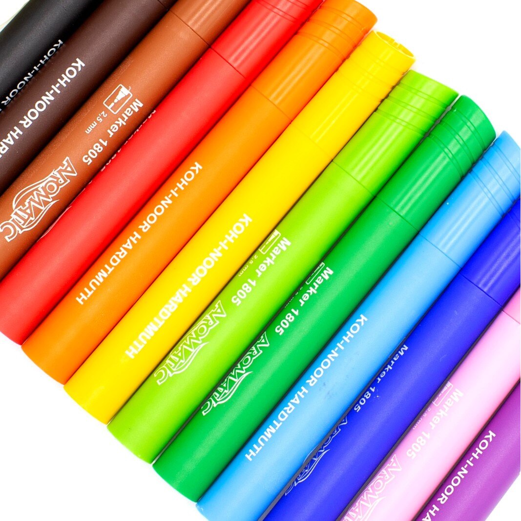 Set 12 Carioci aromatic Jumbo, KOH I NOOR, 12 culori, plastic - eMAG.ro