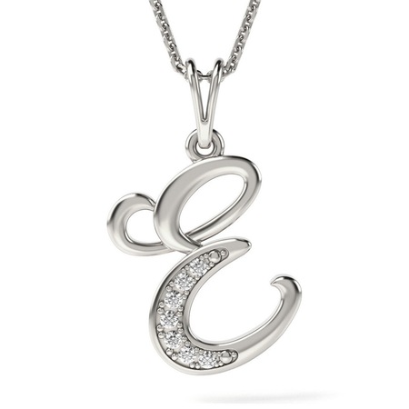 Colier din aur alb cu pandantiv Initiala E - eMAG.ro