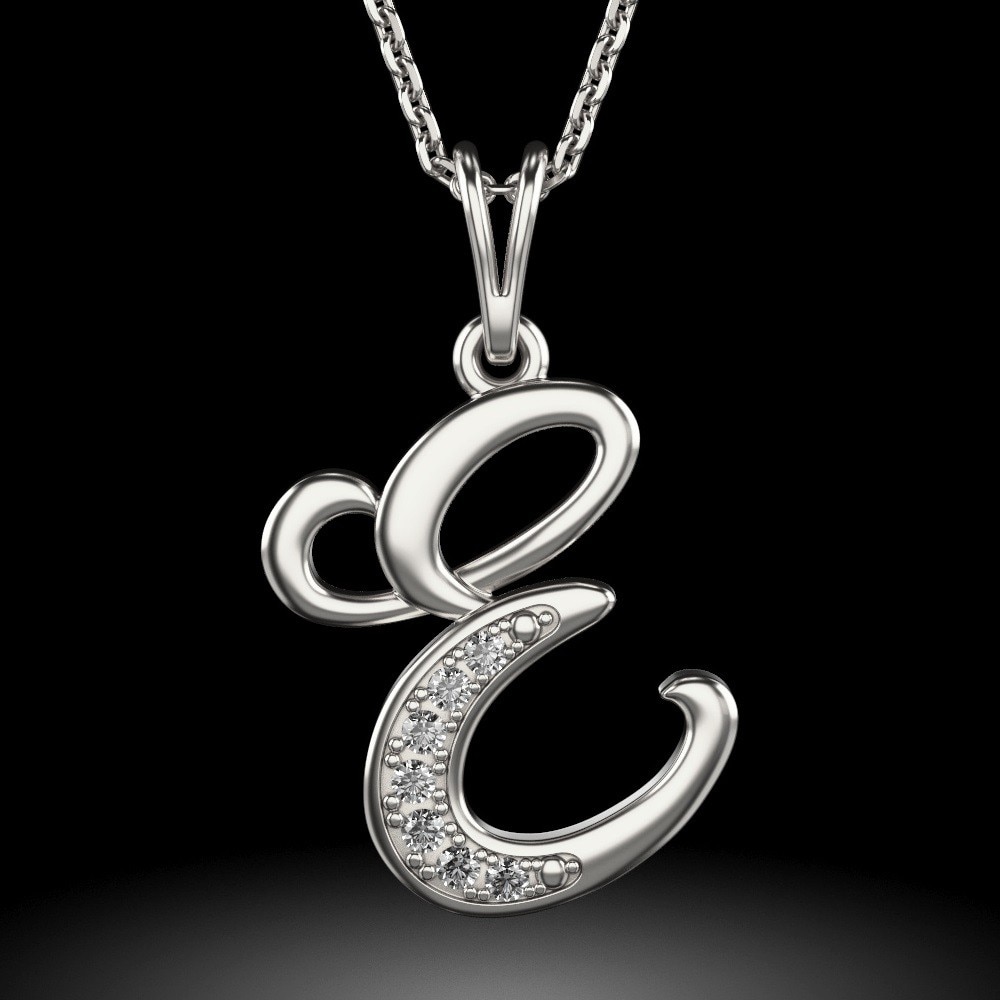 Colier din aur alb cu pandantiv Initiala E - eMAG.ro