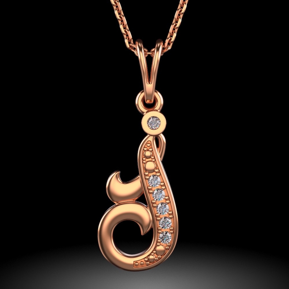 Lantisor cu pandantiv din aur roz model Litera J - eMAG.ro