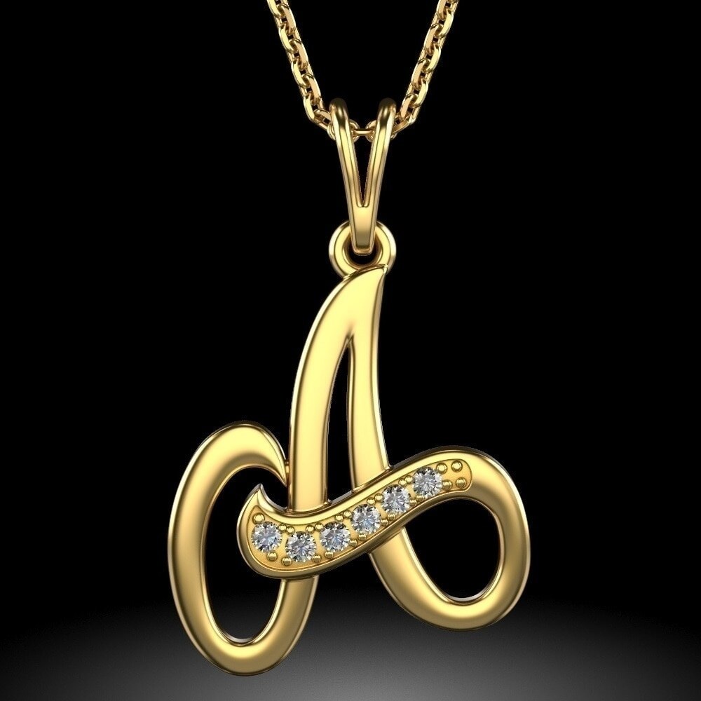 Colier din aur galben cu pandantiv Initiala A - eMAG.ro