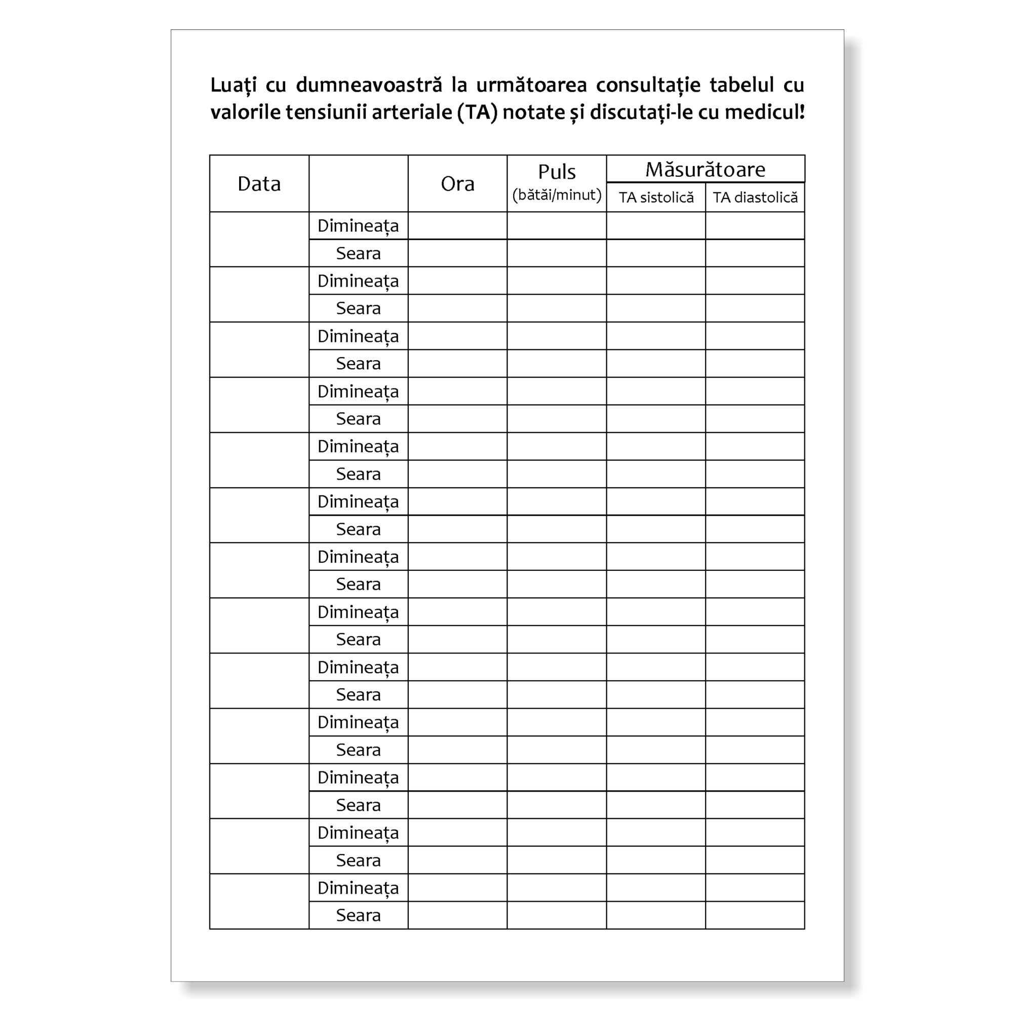 Carnet de pacient pentru monitorizarea tensiunii arteriale format A5 ...