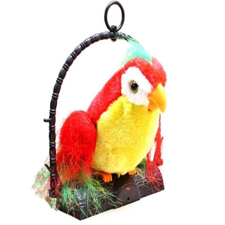 Papagal vorbitor EDAR® jucarie interactiva care repeta cuvinte, 18 cm ...