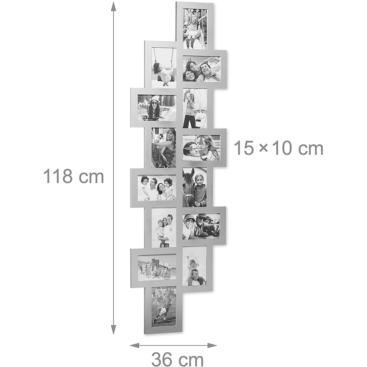 Rame foto XXL, colaj 14 poze, Argintiu, 36 x 118 cm - eMAG.ro